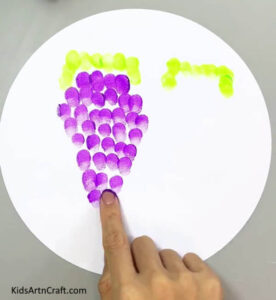 How to Draw Grapes by Finger Printing Step by Step Tutorials - Kids Art ...