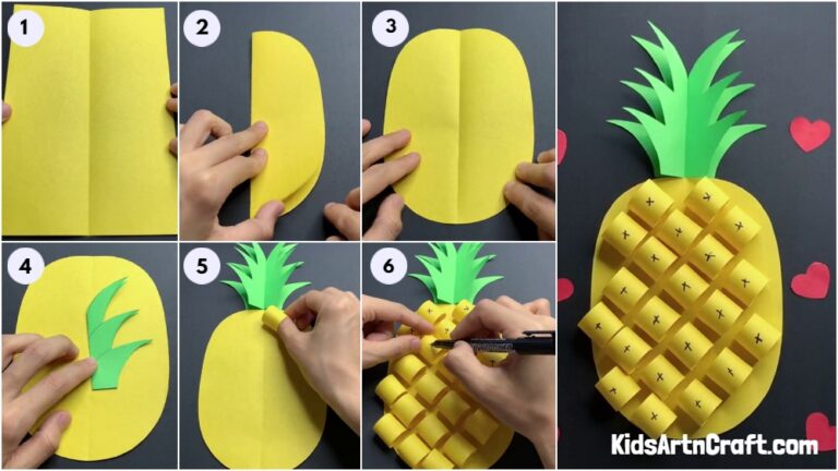 How to Make 3D Paper Pineapple Craft for Kids - Kids Art & Craft