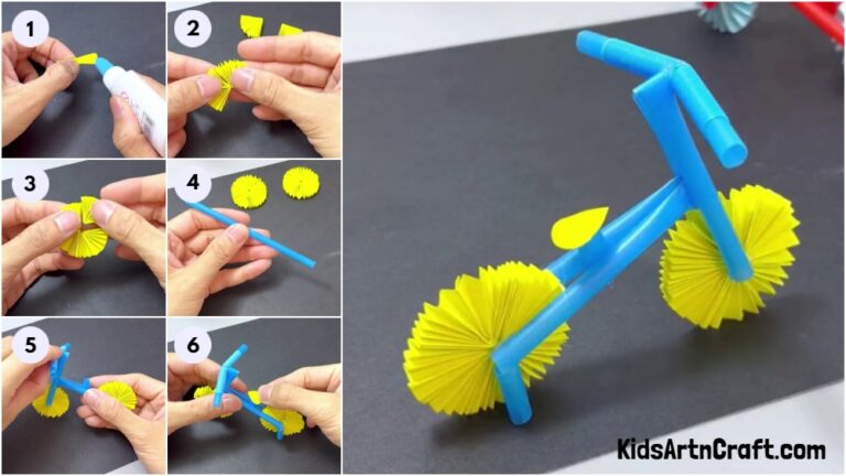How to Make a Bicycle Using Paper And Straws tutorial for kids - Kids ...
