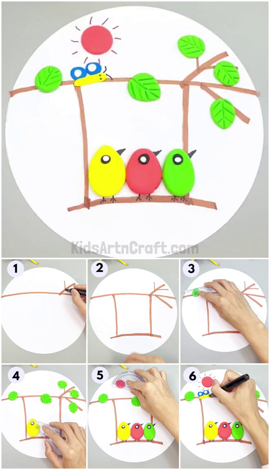 How to Make a Clay Bird Easy Artwork tutorial for kids - Kids Art & Craft