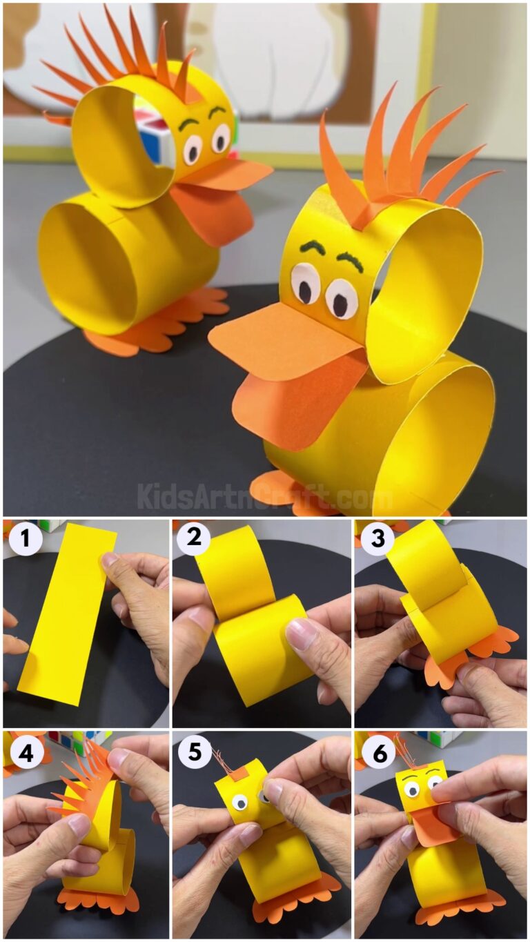 How to Make a Paper Duck Toy Craft - Kids Art & Craft