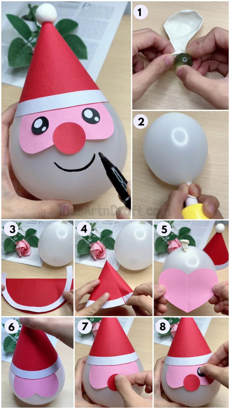 How to Make Balloon Santa Clause Step by Step Tutorial - Kids Art & Craft