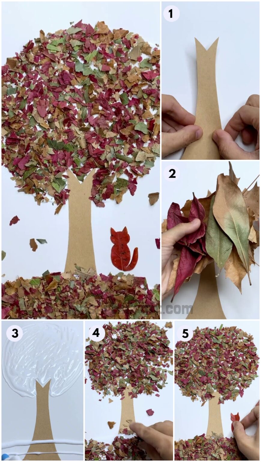 How To Make Easy Fall Tree Craft From Leaves - Kids Art & Craft