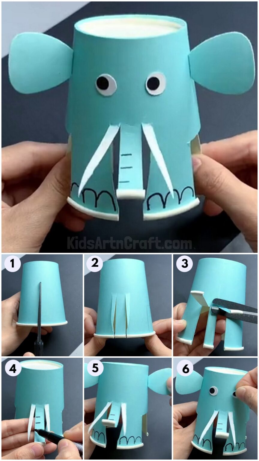 How To Make Elephant Paper Cup Craft For Kids - Kids Art & Craft