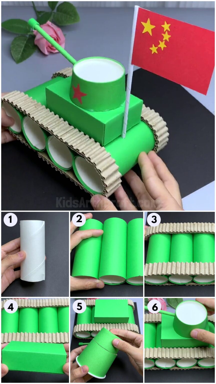 How to Make Fighter Tank Using Cardboard Tube & Paper Cup - Kids Art ...