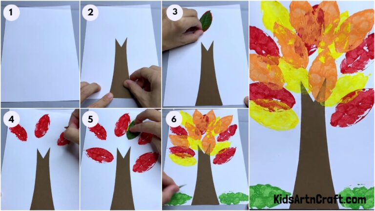 How To Make Leaf Stamping Tree Artwork For Kids - Kids Art & Craft