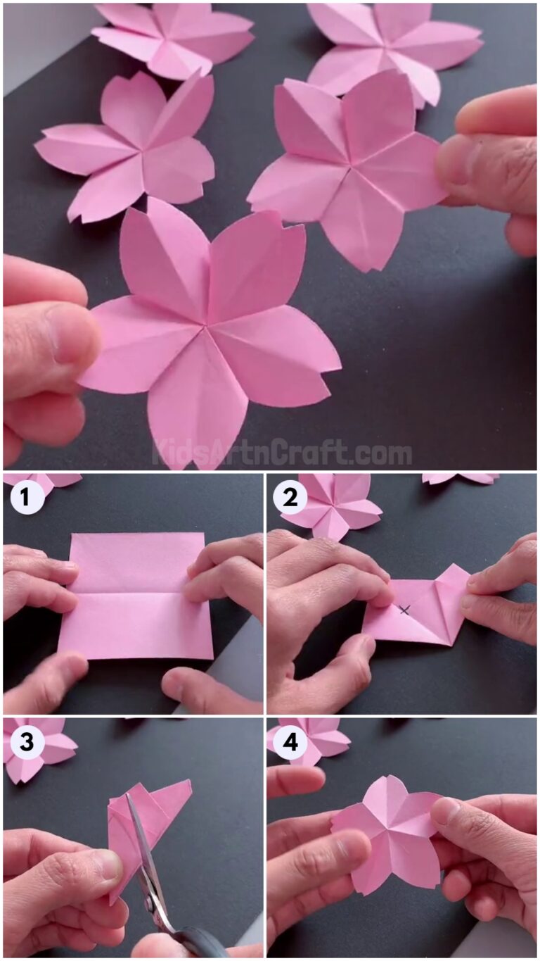 How to Make Origami Flower Easy Tutorial For Kids - Kids Art & Craft