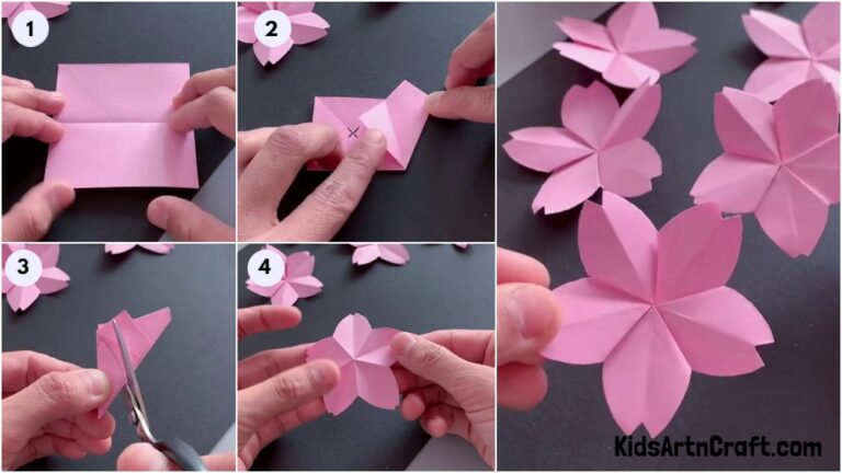 How to Make Origami Flower Easy Tutorial For Kids - Kids Art & Craft