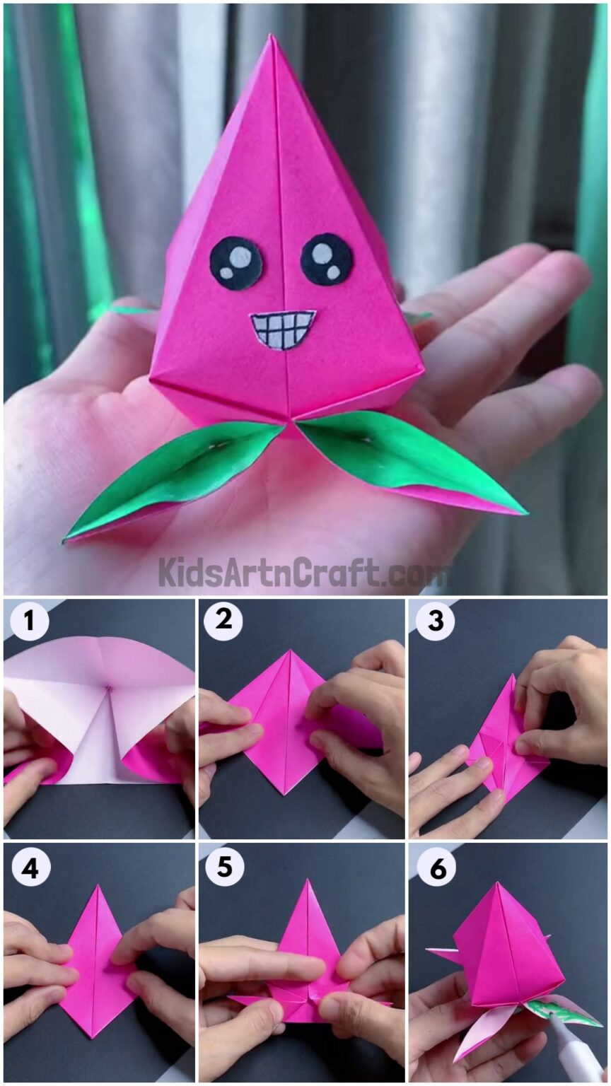 How to Make Origami Dragon Fruit Tutorial for Kids - Kids Art & Craft