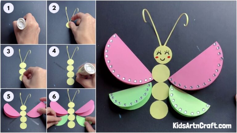 How to make Paper Butterfly Easy Tutorial For Kids - Kids Art & Craft