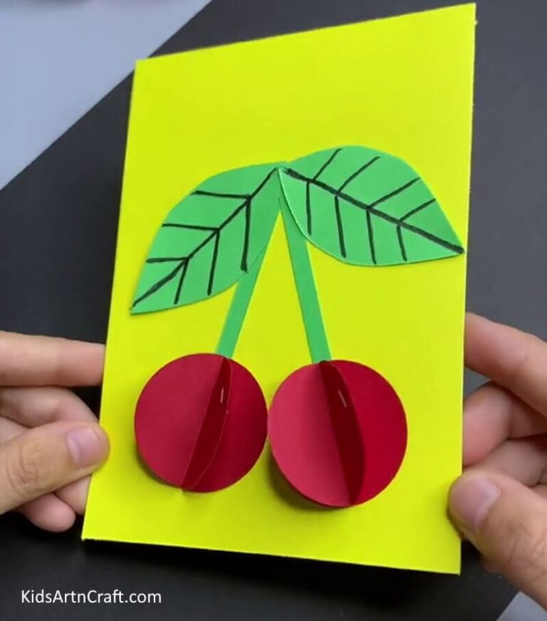 How to Make Paper Cherry Card Crafts For Beginners - Kids Art & Craft