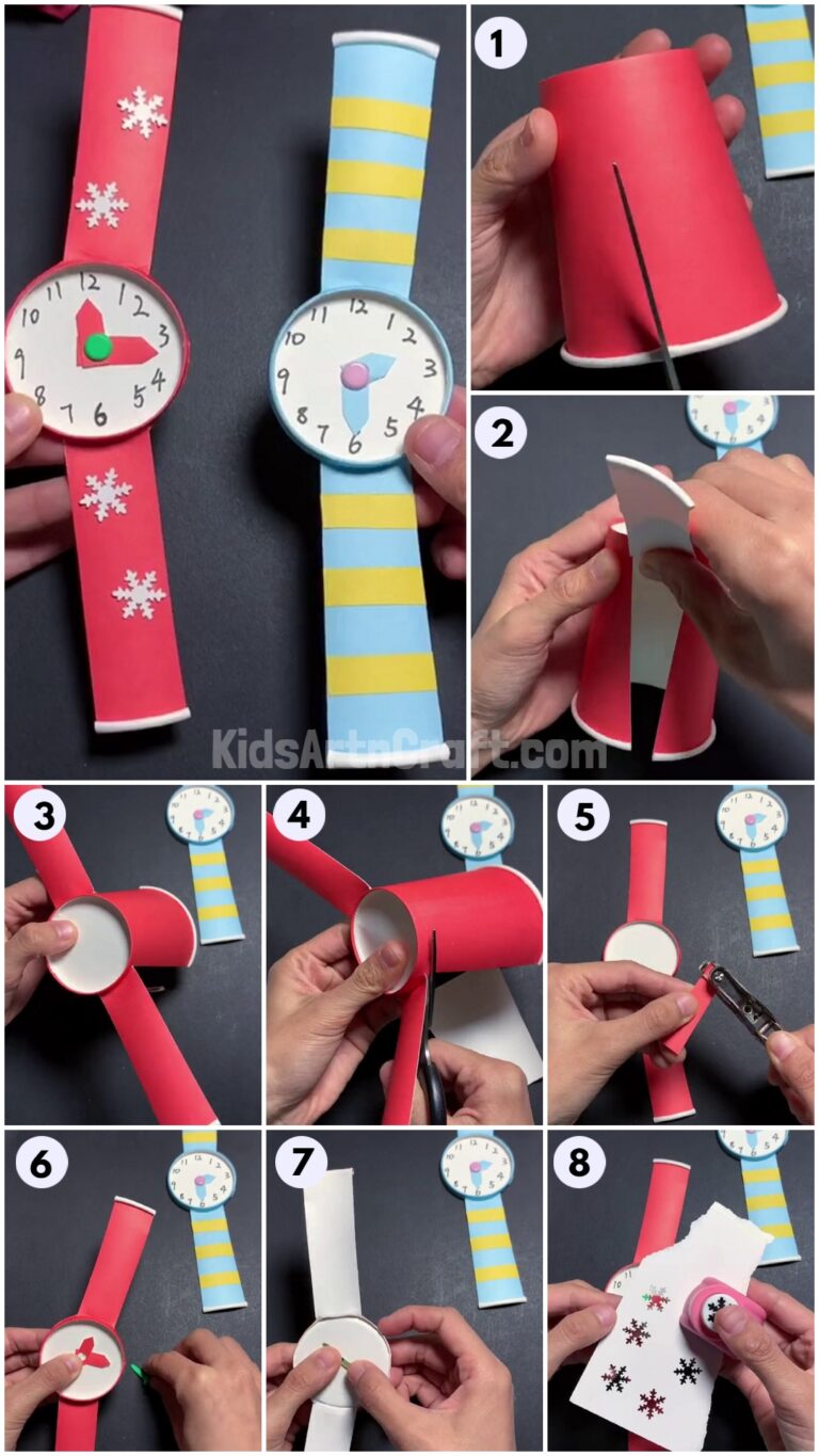 How to Make Paper Cup Wrist Watch Tutorial for Kids - Kids Art & Craft