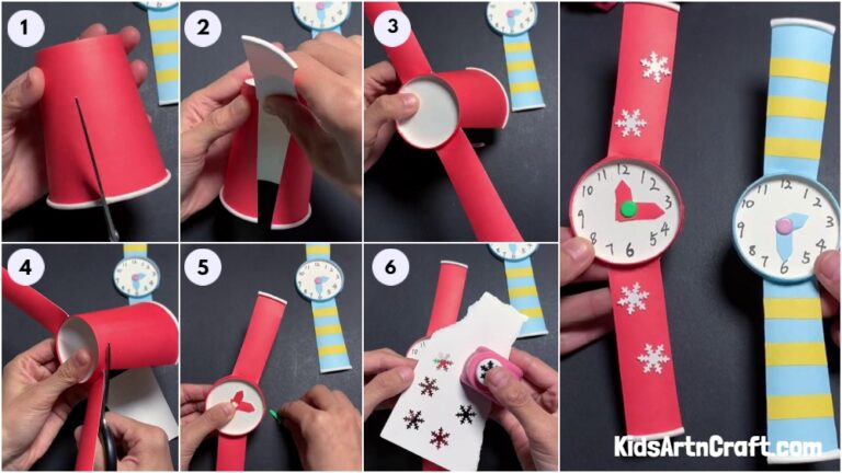How to Make Paper Cup Wrist Watch Tutorial for Kids - Kids Art & Craft