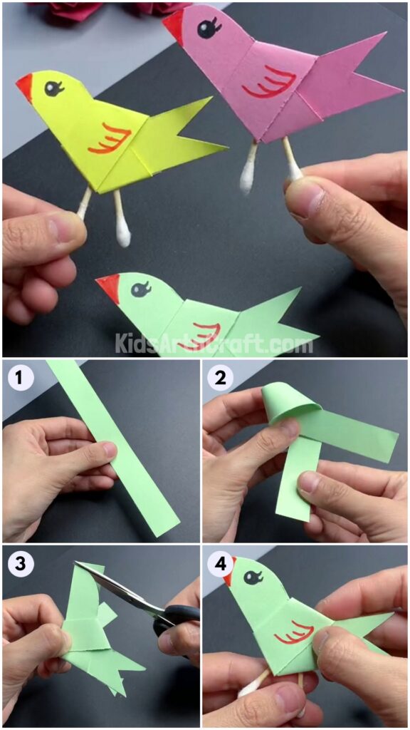 How to Make Paper Sparrow in Simple Steps - Kids Art & Craft