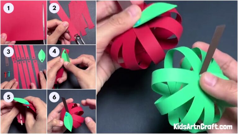 How to Make Paper Strip Apple Craft Tutorial for Kids - Kids Art & Craft