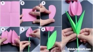 How To Make Tulip Flower Easy Paper Craft For Kids - Kids Art & Craft