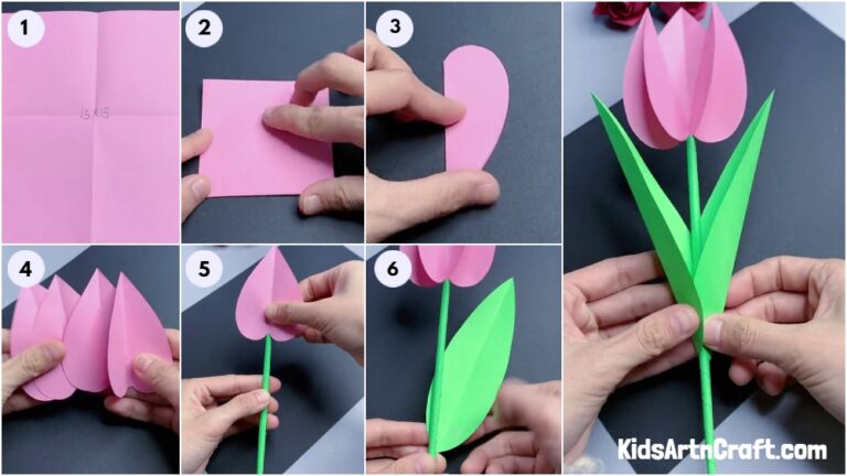 How To Make Tulip Flower Easy Paper Craft For Kids - Kids Art & Craft