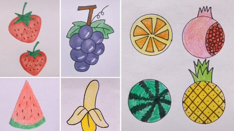Learn to Make Fruits Drawing Video Tutorial for Kids With Parents ...