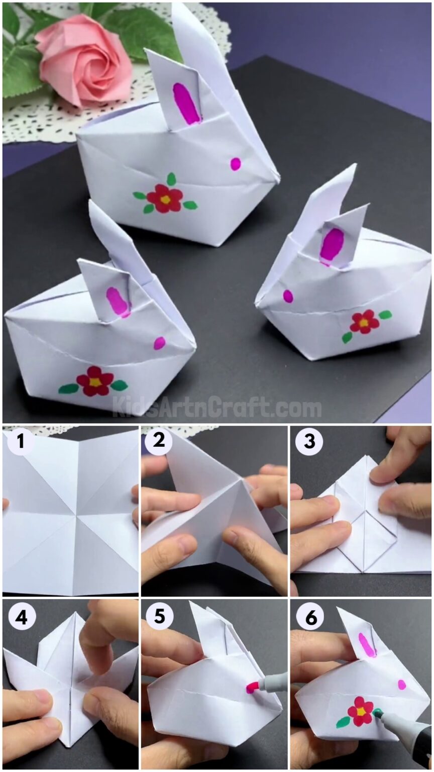Learn To Make Paper Origami Rabbit Craft Tutorial For Kids - Kids Art ...