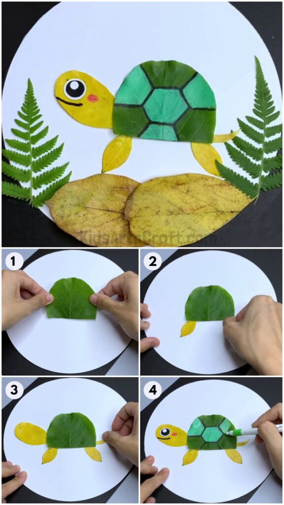 Make Tortoise Leaf Art Easy Tutorial For Kids - Kids Art & Craft