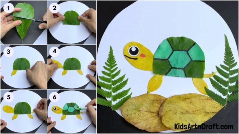 Make Tortoise Leaf Art Easy Tutorial For Kids - Kids Art & Craft