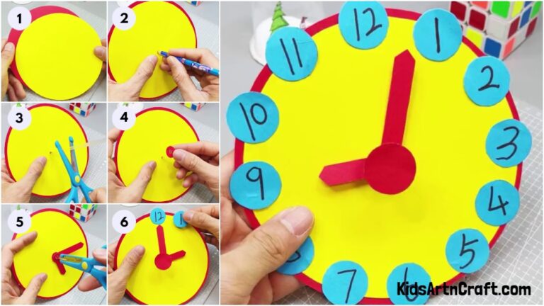 Paper Clock Craft for Kids Step by Step Tutorial - Kids Art & Craft