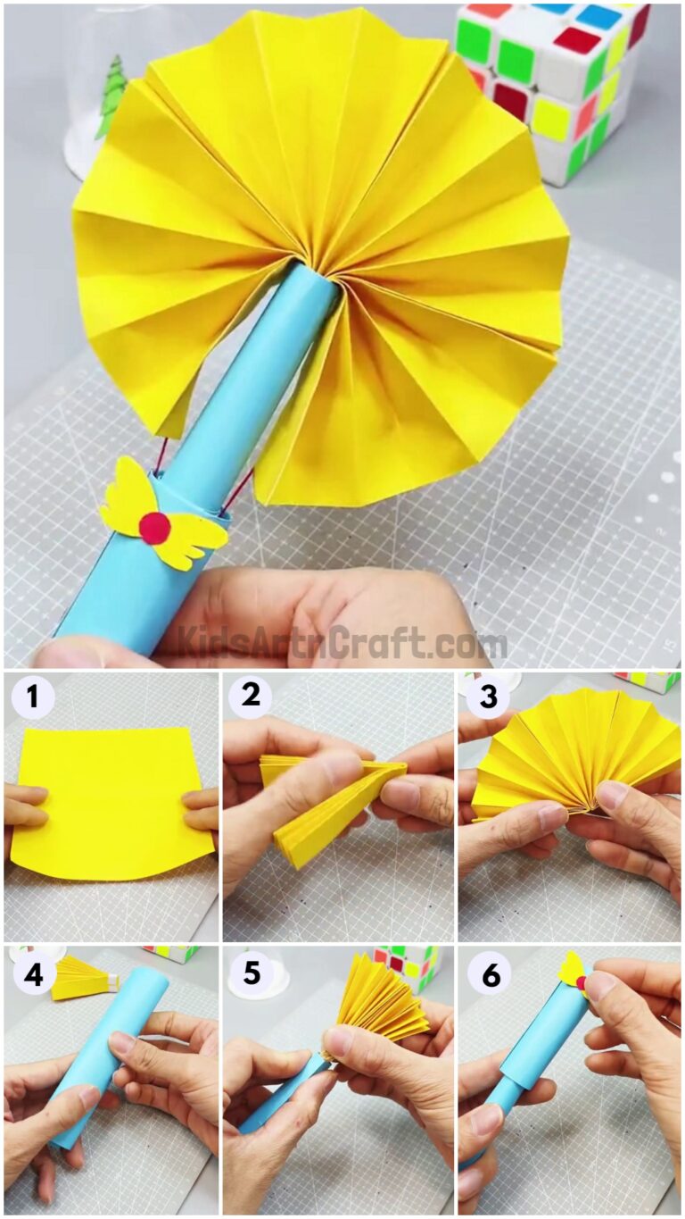 Paper Fan Toy Craft for kids to Play Easy Tutorial - Kids Art & Craft