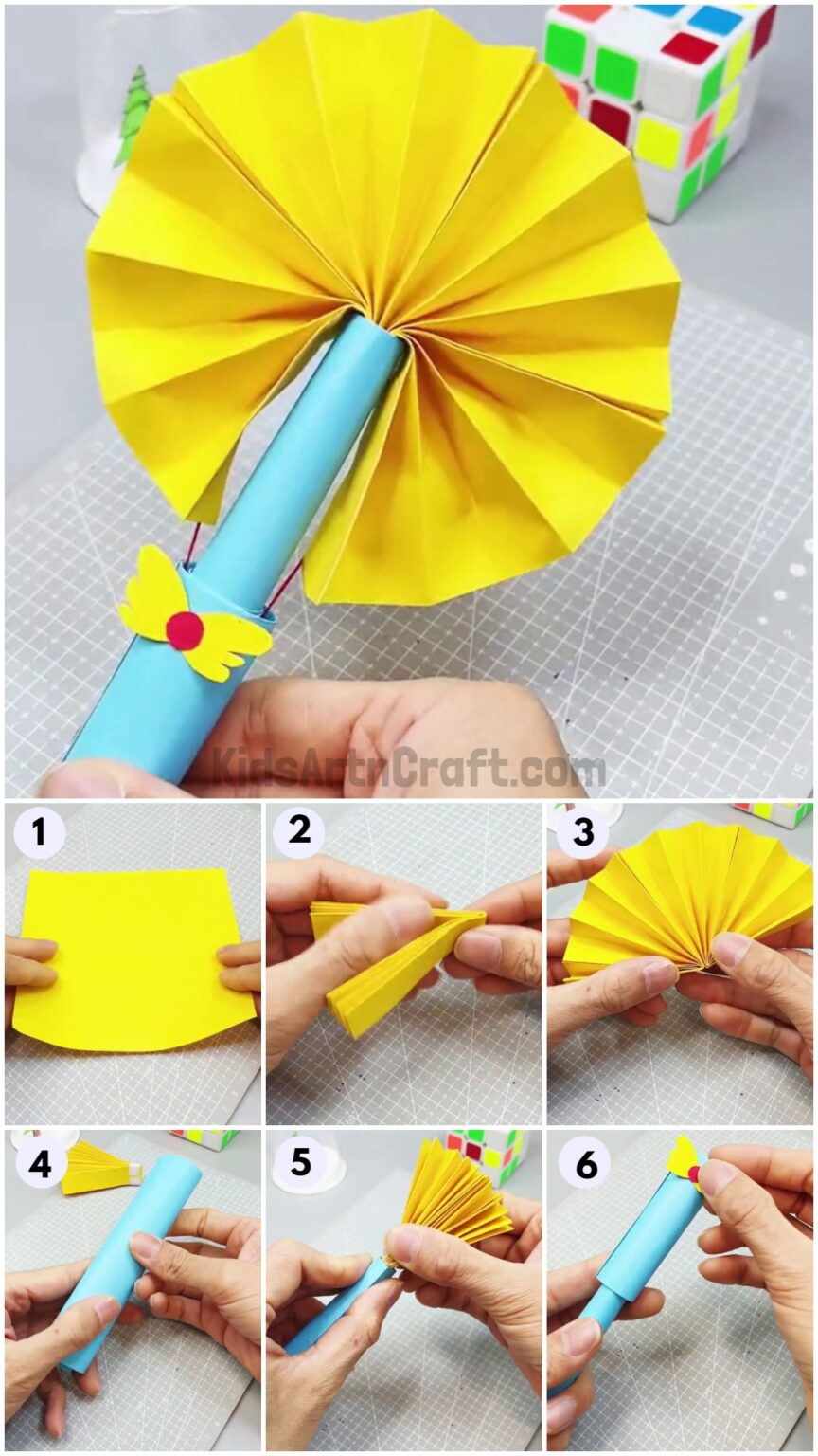 Paper Fan Toy Craft for kids to Play Easy Tutorial - Kids Art & Craft
