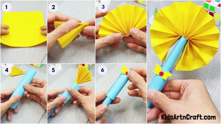 Paper Fan Toy Craft for kids to Play Easy Tutorial - Kids Art & Craft