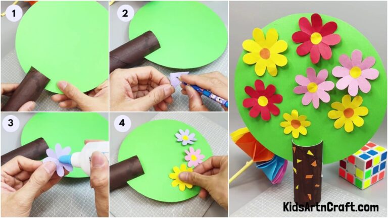 Paper Flower Tree Craft Step-by-Step Tutorials for Kids - Kids Art & Craft