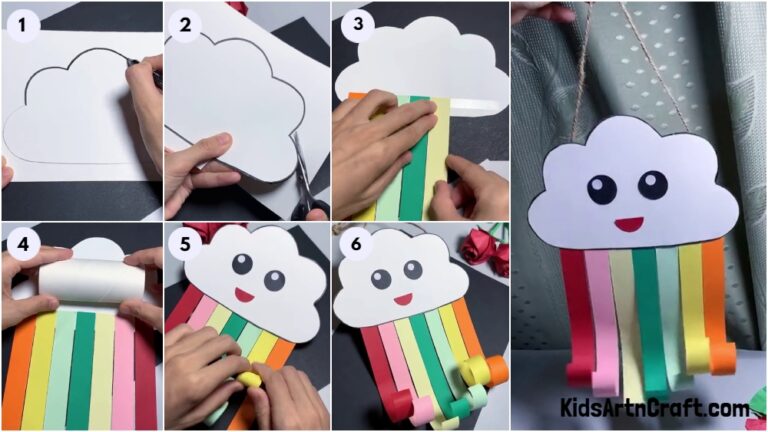 Paper Rainbow Cloud Craft step by step Tutorial - Kids Art & Craft
