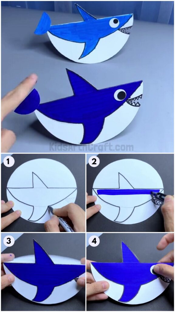 Paper shark Step by Step Tutorial For Kids - Kids Art & Craft