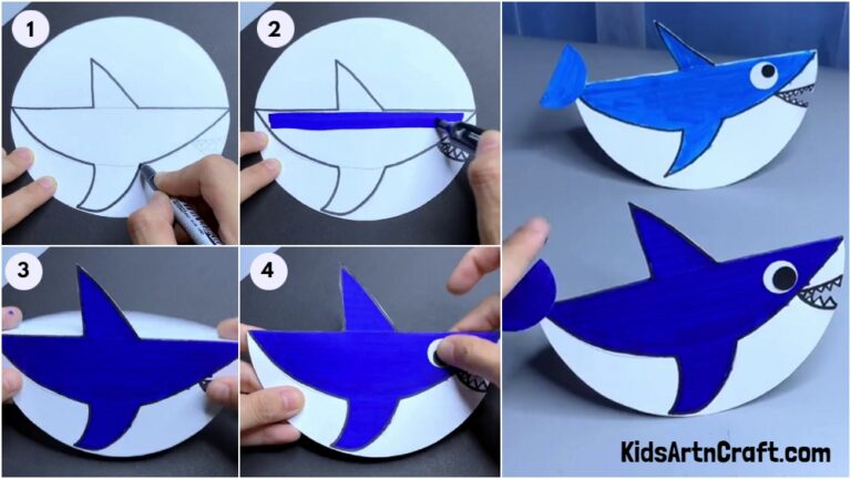 Paper shark Step by Step Tutorial For Kids - Kids Art & Craft