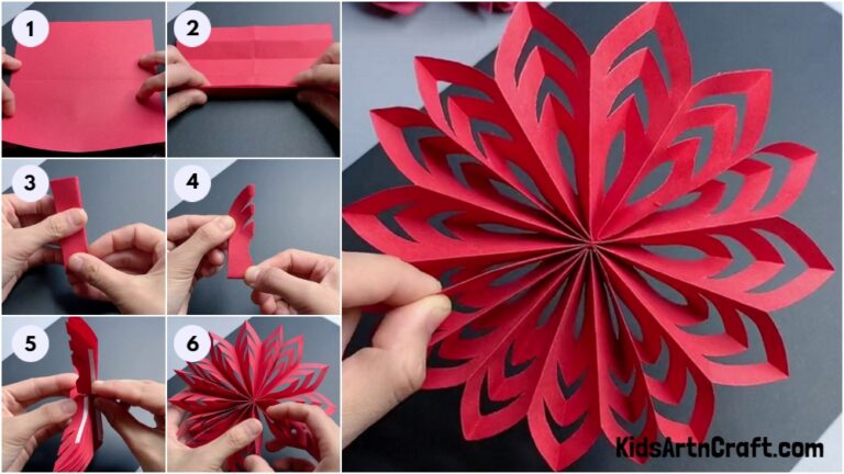 Paper Snowflake Pattern Step by Step Tutorial - Kids Art & Craft