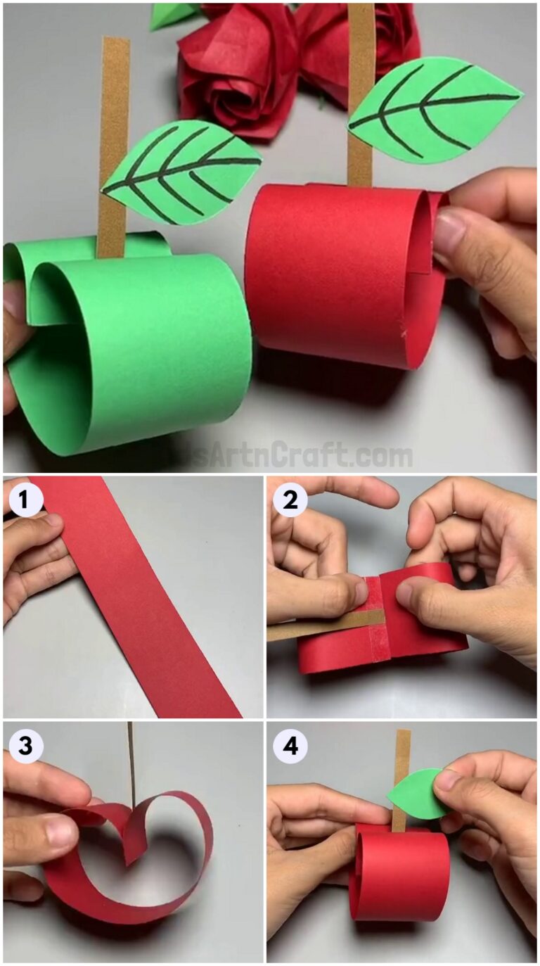 Paper Strip Apple Craft Tutorial For Kids - Kids Art & Craft