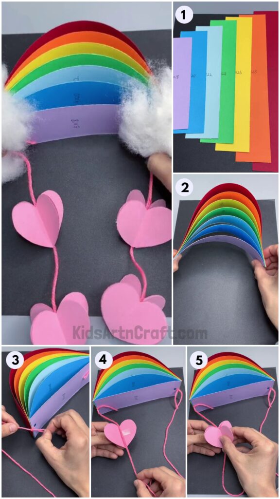 Paper Strip Rainbows Cloud Craft Easy Tutorial - Kids Art & Craft