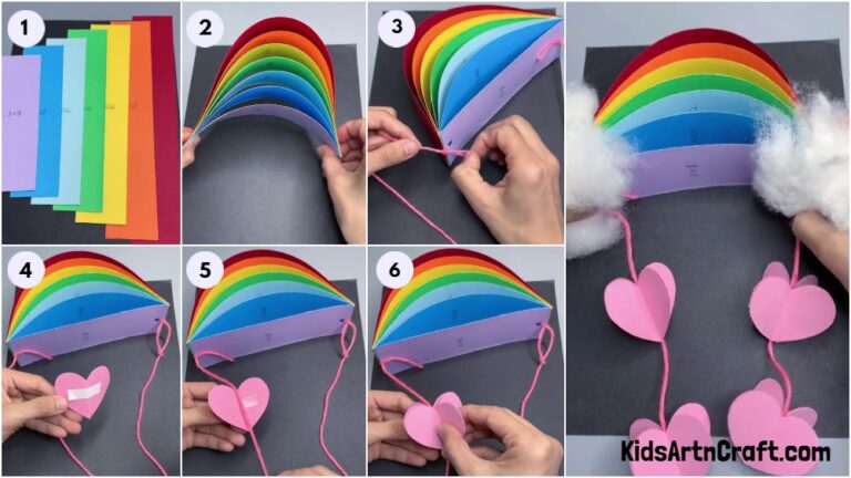 Paper Strip Rainbows Cloud Craft Easy Tutorial - Kids Art & Craft