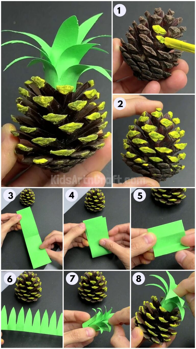 Pineapple Pine Cone Step-by-Step Tutorial for Kids - Kids Art & Craft