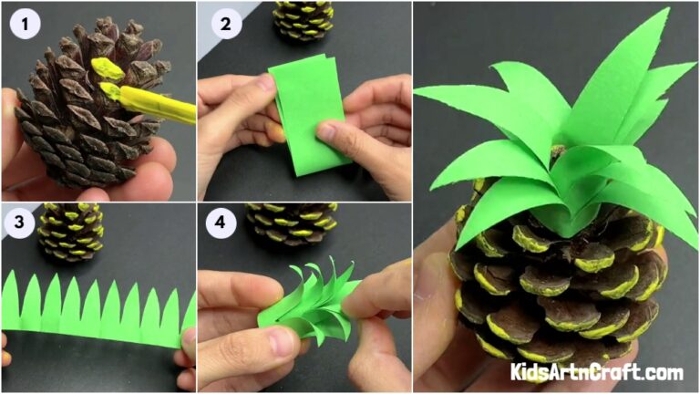 Pineapple Pine Cone Step-by-Step Tutorial for Kids - Kids Art & Craft
