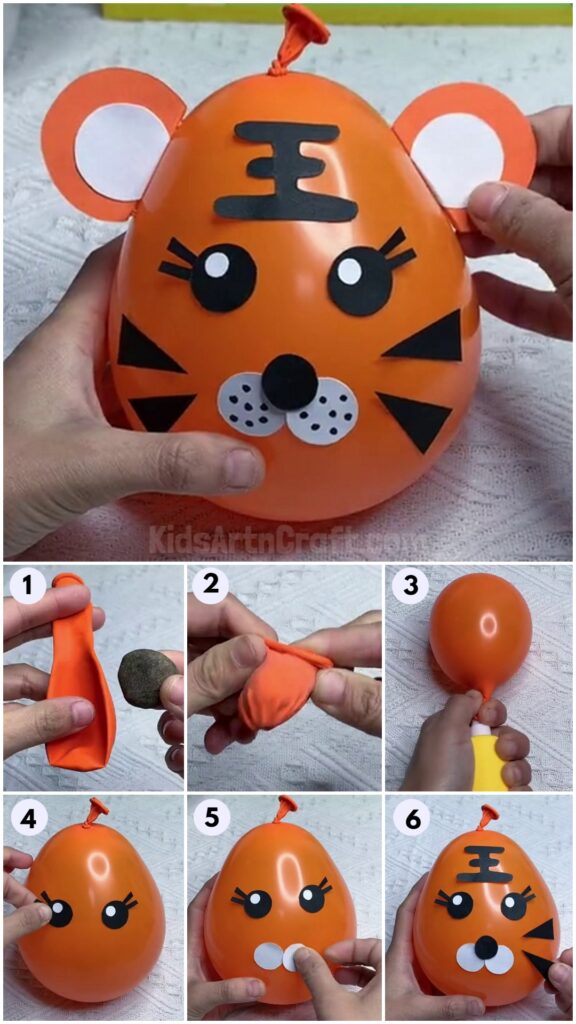 Tiger Balloon Craft Step by Step Tutorial For Kids - Kids Art & Craft