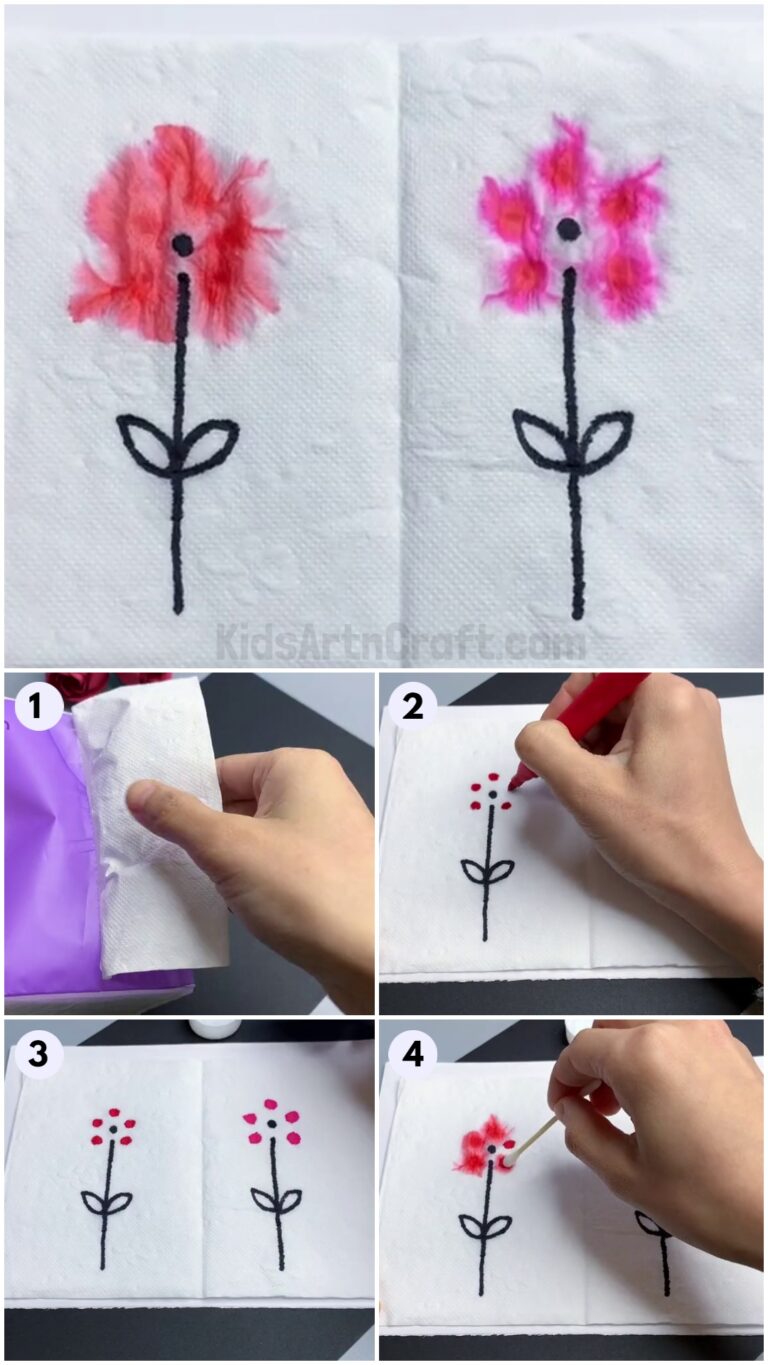 Tissue Paper Flower Artwork For Kids - Kids Art & Craft