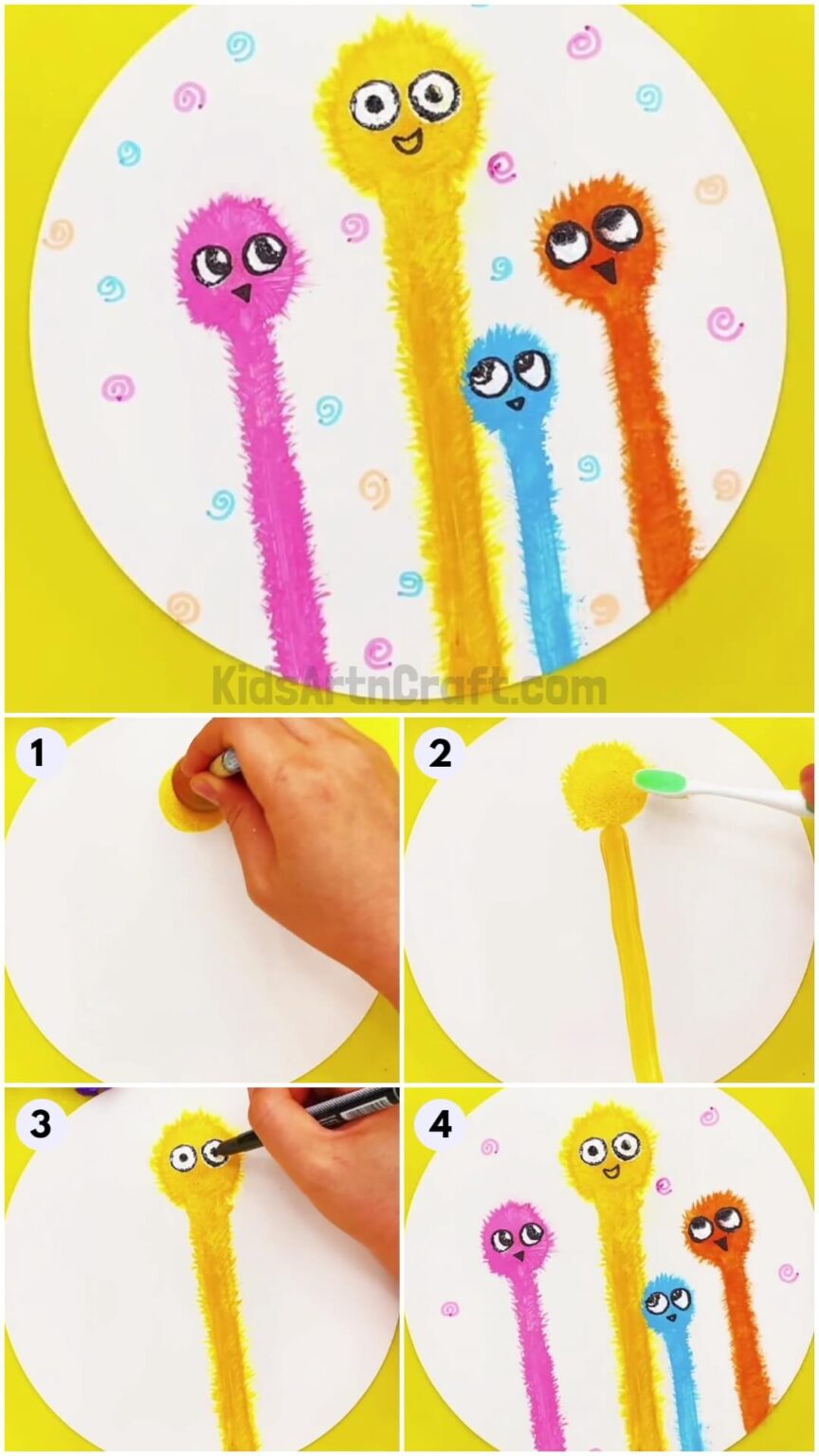 Adorable Worry Worms Painting Step-by-step Tutorial - Kids Art & Craft