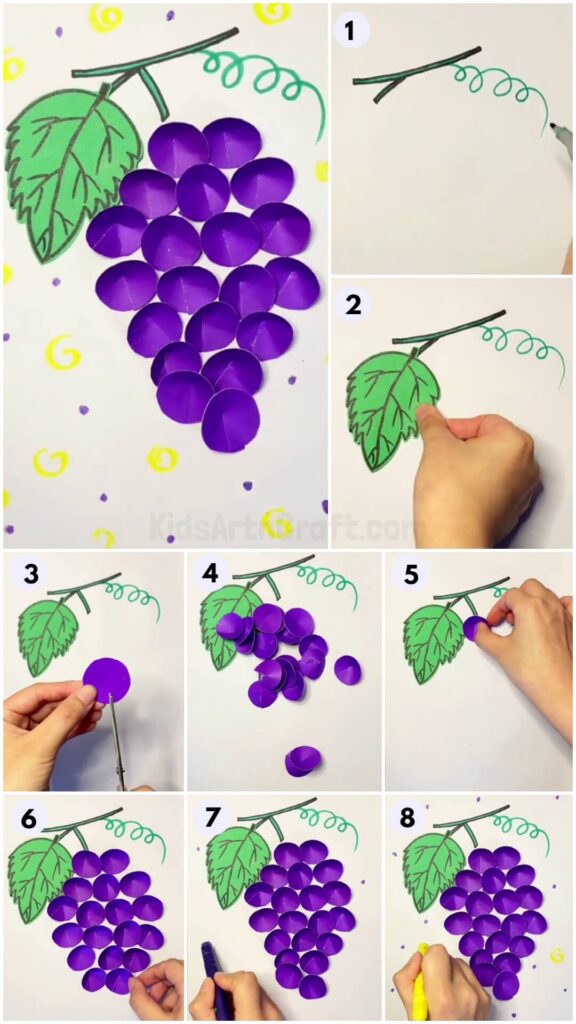Amazing Paper Grapes Art Idea For Beginners - Kids Art & Craft