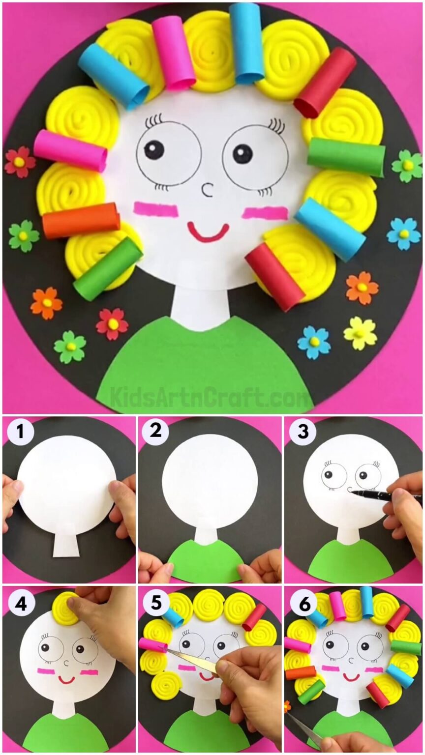 Beautiful Doll Face Craft Step-by-step Tutorial For Kids - Kids Art & Craft