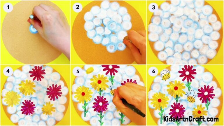 Flower Garden Using Stamp And Cotton buds Artwork Tutorial - Kids Art ...