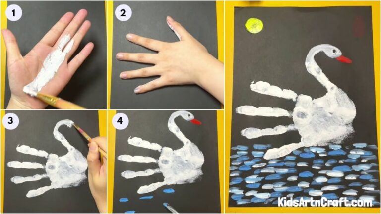 Beautiful Handprint Swan Craft Tutorial For Beginners - Kids Art & Craft