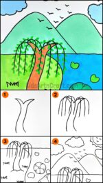 Beautiful Hill Drawing and Scenery For Kids - Kids Art & Craft
