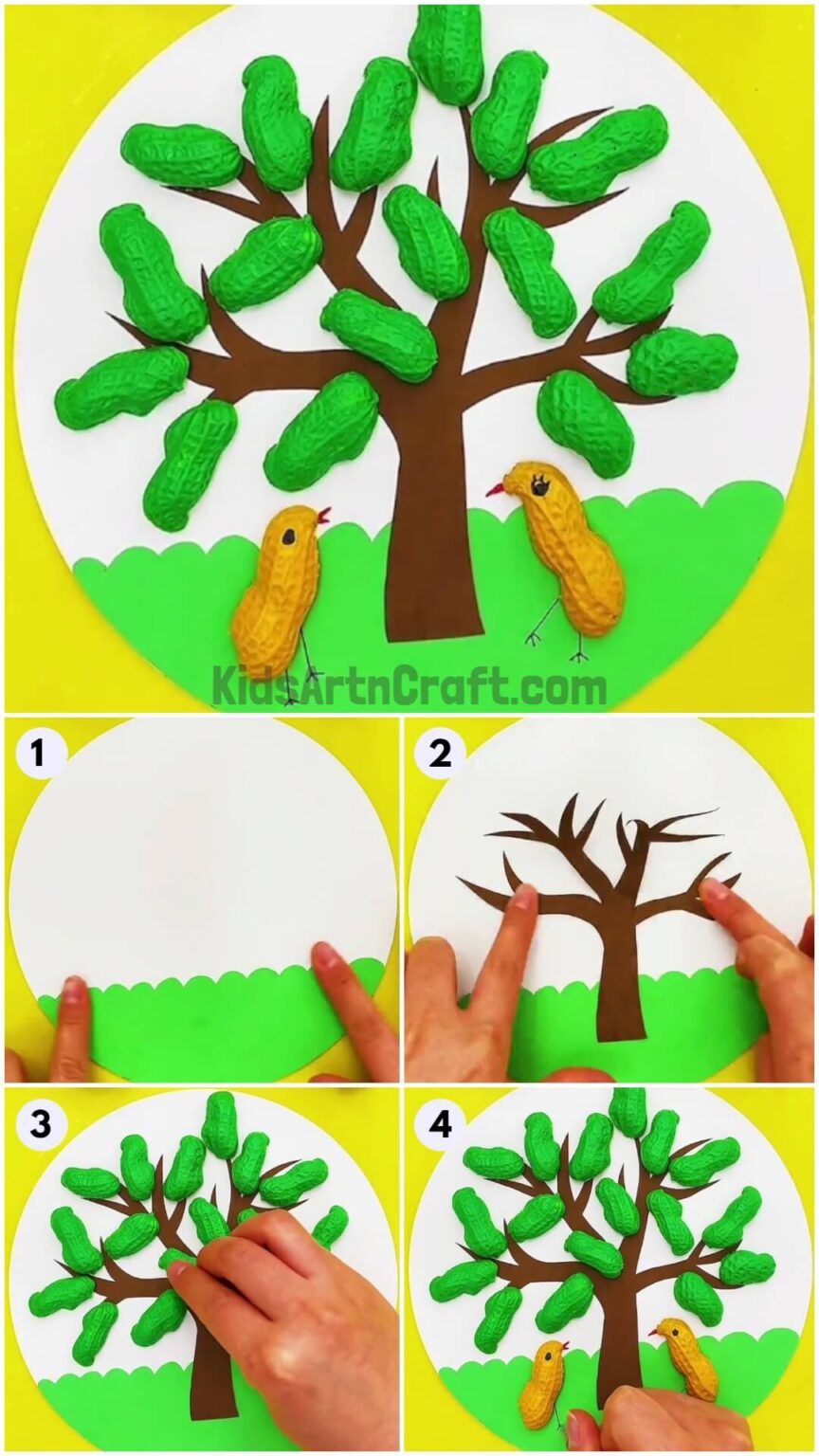 Beautiful Peanut Shell Tree Scenery Craft Tutorial For Beginners - Kids ...