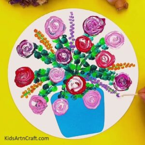 Beautiful Rose Flower Pot Painting Idea For Beginners - Kids Art & Craft