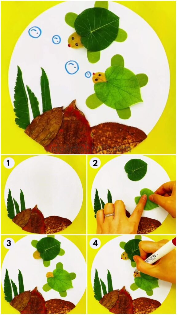 Beautiful Underwater Turtles Craft From Leaves Tutorial - Kids Art & Craft